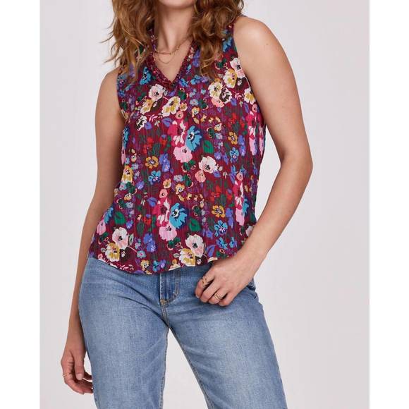 Another Love | Tops | New Another Love Fia Terrace Blooms Ruffle Tank In Red | Poshmark